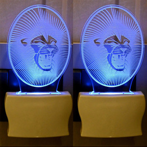 3D Illusion Roaring Lion LED Plug & Play Wall Lamp, Pack Of 2 Night ...