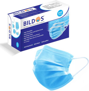 BILDOS 3 Layer Mask 200 Pcs With Adjustable Nose Clip and Unbreakable ...