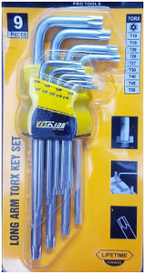 Qualigen 9 Pcs LONG Silver Tone Metal Torx/Star Allen Key Set with Hole ...