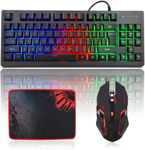 MFTEK RGB 87 Keys Gaming Keyboard and Mouse Combo with Large Mouse Pad ...