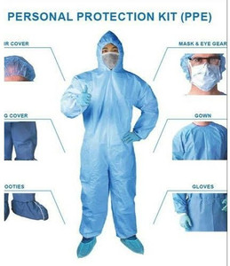 keizlo PPE Kit For Safety With Full Body Suit Headcover 3 Ply Mask ...
