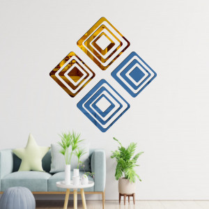 SWATI ART GALLERY 12.7 cm 12 Square Blue Golden-27 Self Adhesive ...