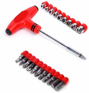 VibeX ™ 24 Piece T-Handle Socket Screwdriver Set Combination ...