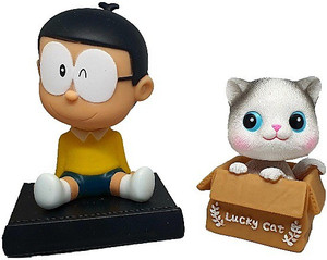 Daiyamondo Japanese cartoon Nobita With Lucky Cat 2 Big Size Bobble ...