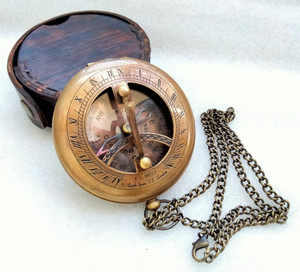 Ascent India Antique Style Brass Sundial Compass Sun clock chain with ...