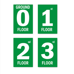 Mindcraftz Green Color Floor Numbers Signboards Display stickers for ...