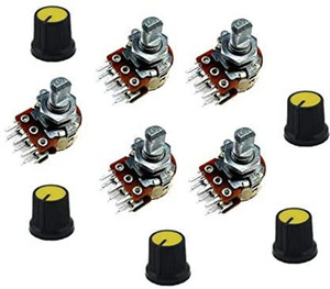 ERHIndia (Pack of 5) 100k Dual Potentiometer Volume Pot 100k with Knob ...