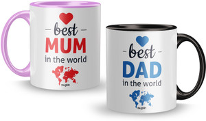 MUGKIN MOM DAD Special Best MUM In The World Pink & Best DAD In The ...