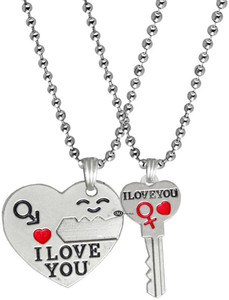 M Men Style Valentine Gift I Love You Engraved Heart And Key Dual ...