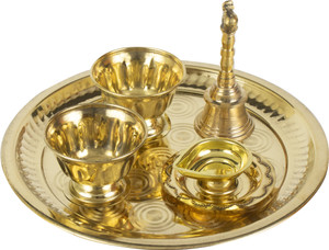 Spillbox Traditional Handcrafted Brass Thali/Aarti Plate for Pooja ...