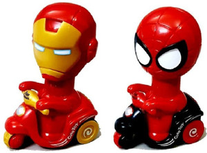 DINAARKAN Combo Of 2 Press & Go Super Figure Toys Iron Man And Spider ...