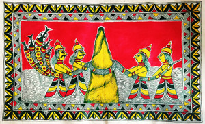 off angle MANJUSHA PAINTING ON PURE SILK FABRIC Acrylic 12.5 inch x 20 ...