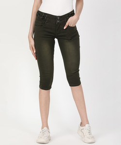 V2 Retail Limited Women Denim Capri (Olive Green) Women Green Capri ...