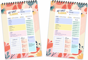 ESCAPER Art Flowers Theme Daily Planner Diaries (Pack of 2 Units - A5 ...