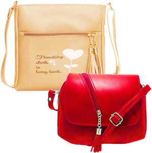 TUGUD Gold, Red Sling Bag Women Gold and Red Color Sling Bag / Side Bag ...