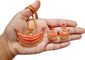 balaji gold Copper Gold-plated Red Jewellery Set Price in India - Buy ...