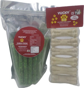 Yucky Mint Green Munchies Veg 300 Grams and 3 Inch Chew Bone 6 Pcs ...