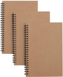 INNAXA 3 Packs Soft Cover Notebook with Lined Paper Brown Spiral ...