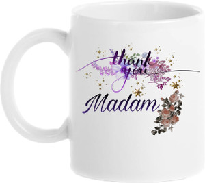 dhawan gift gallery Printed ( Thank You Madam) Ceramic White (Pack of 1 ...