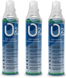 O2 CAN Pure Natural Oxygen Supplement Pack of 3 Portable Oxygen Can ...