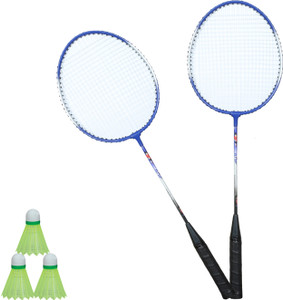 FLYUP Steel Shaft Badminton Racket Set With 3 Piece Nylon Shuttle ...