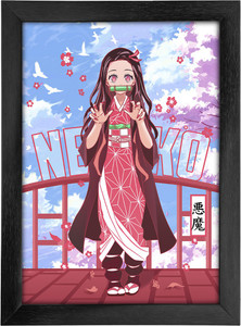 Nezuko Poster with Frame (Black) Paper Print - Comics posters in India ...