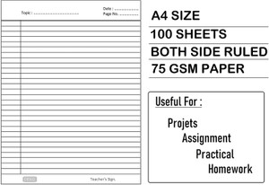 Flipkart.com | OFIXO A4 Size Both Side Ruled Sheet for Project YES A4 ...