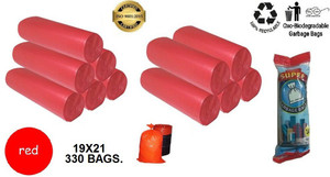 SUPER GARBAGE BAGS Red 11 roll 19X21 Dustbin Covers Clean Home 100% ...