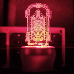 KRITAM Lord Tirupati Balaji 3D Multi Colour Night Lamp (SAMLL) Table ...
