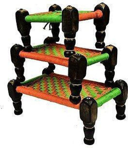 SHRANGAR SADAN Wooden and Jute cots showpiece Set of 3 Hand Made Mini ...