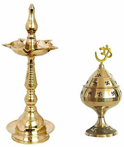 Unique Metal Diya (Samayi &Om Diya) Brass (Pack of 2) Table Diya Set ...