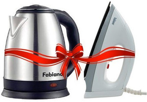 Fabiano 1.8L Electric Kettle (Silver) & 750W Dry Iron (White & Grey ...