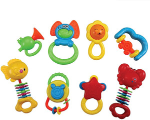 LuvLap Lion, Elephant,Fish, Crab, Trumpet, Bow, Star & HornTeether ...