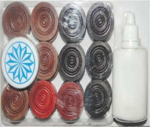 JTC Wooden Carrom Coins 24 Piece with 1 Striker and Carrom Powder Board ...
