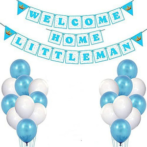 ZYOZI Baby Boy Welcome Home Decoration Kit Banner with Balloons for ...