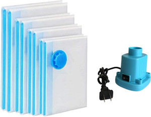 Chias (Pack of 4) Vacuum Storage Reusable Zip Lock Space Saver Bags ...