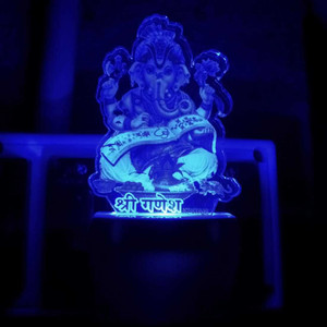 KRITAM 3D Illusion Ganesh Ji Multi Colour LED Night Lamp (SAMLL) Table ...