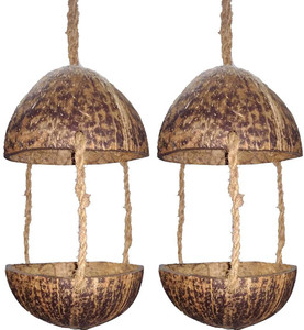 SIDDHARTH Coconut Shell Bird Feeder Hanging Model 100% Natural Coconut ...