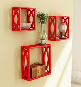Trendy ILE Wooden Wall Shelf | Cube Design Wall Mounted Shelves for ...