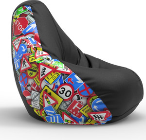 Lazzy Jumbo Printed - Traffic Signs - H - Black Red Teardrop Bean Bag ...
