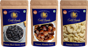 Gold Seeds Fresh Rich Quality Dry Fruits Combo Black Raisins, Munakka ...