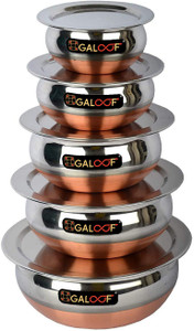 GALOOF New Copper Bottom Handi Pot 5 Piece Set/Steel Handi Set 5 Piece ...