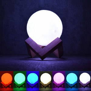 3D 7 Color Changing Moon Light Lamp with Stand for Home, Bedroom ...