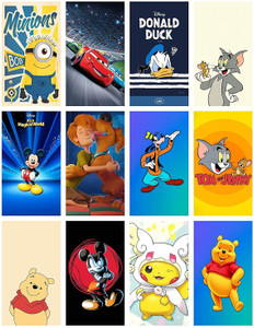 Set of 12 Cartoon Wall Poster for Kids Room 220 GSM Wall Poster of ...