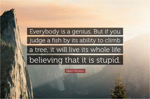 Albert Einstein 'Everybody Is A Genius' Quote Poster Paper Print ...