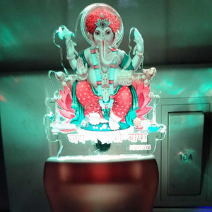 KRITAM Ganpati LED 3D Illusion Night Lamp Home Decor Multi Color ...