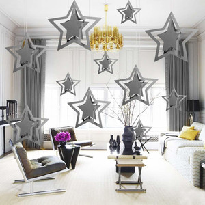 Super Easy Silver Star Birthday 3D Hanging Strip Decoration Kit for ...