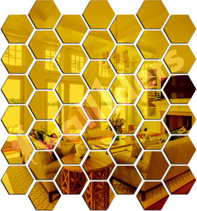wall1ders 70 cm 45 Hexagon With 10 Butterflies Golden (Each Piece Size ...