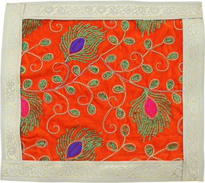 shoppersduniya Orange Velvet Designer Pooja Asana for Mandir Temple ...