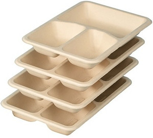 vik 3 Compartment Divided Disposable Plates (25) - 3 in 1 Eco Friendly ...